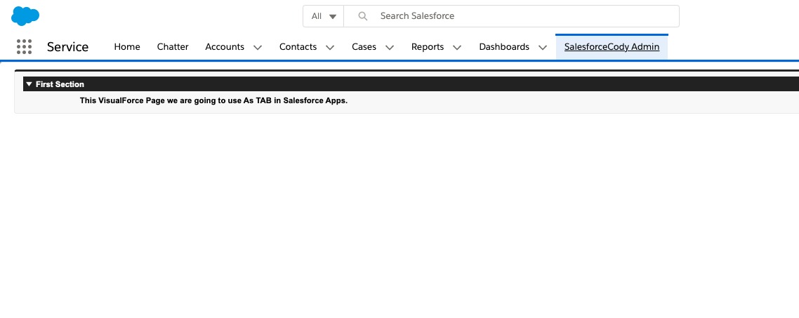 Setup Visualforce Page As Tab Salesforce Cody